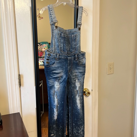 Thrill | Bottoms | Destructive Splattered Denim Jumper | Poshmark